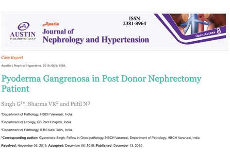 Pdf Pyoderma Gangrenosa In Post Donor Nephrectomy Patient