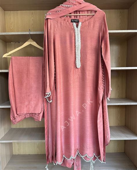 Ajwa Pk “exclusive Korean Raw Silk Dress With Intricate Appliqué Work