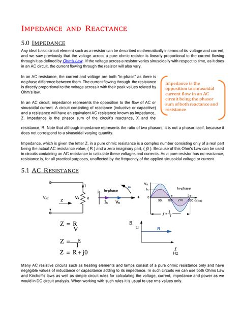 Impedance And Reactance Impedance And Reactance 5 Impedance Any Ideal