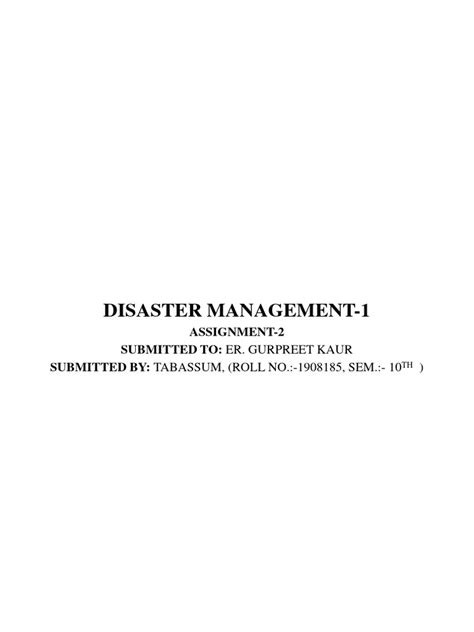Assignment 2 Disaster Management Tabassum 1908185 Pdf Tropical