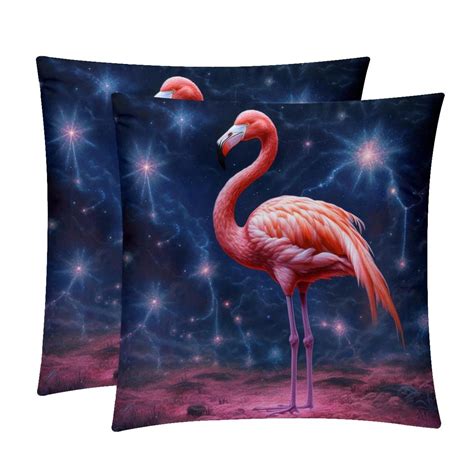 Flamingo Velvet Throw Pillow Covers Set Of 2 Unique Patterns 16x16