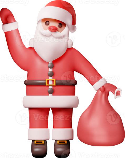 3d Santa Claus Character With T Bag 35700080 Png