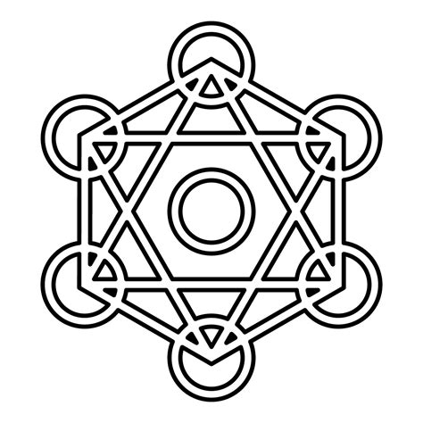 Metatron Cube Sacred Geometry Contour Outline Line Icon Black Color