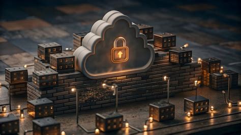 3d Flat Vector As Cloud Computing And Network Security With Firewall