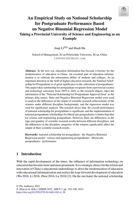 PDF An Empirical Study On National Scholarship For Postgraduate