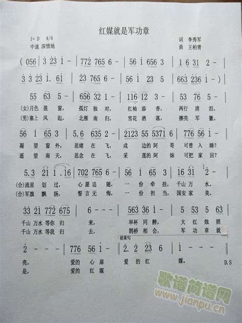 王柏清 红媒就是军功章简谱 王柏清 简谱大全