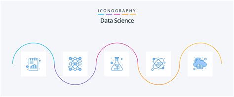 Data Science Blue 5 Icon Pack Including Cloud Science Line Essential Code 19742872 Vector