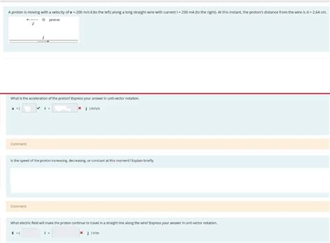 Solved A Proton Is Moving With A Velocity Of V M Si To Chegg Com