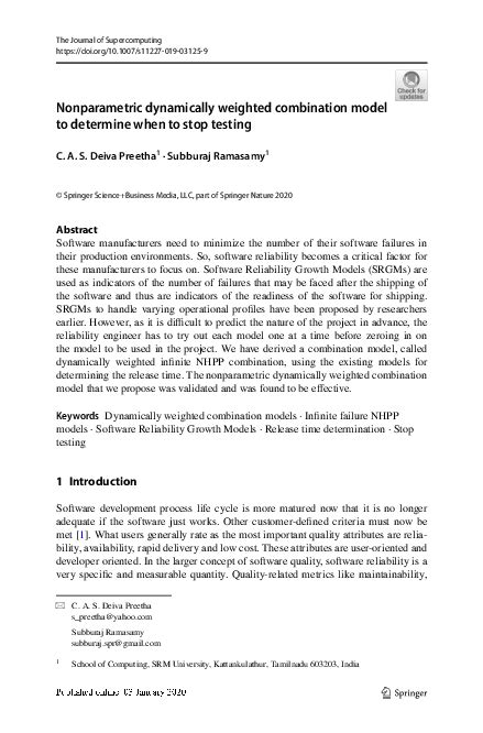 pdf nonparametric dynamically weighted combination model to determine