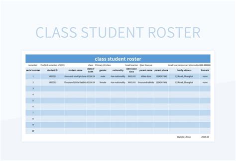 Class Babe Roster Excel Template And Google Sheets File For Free Download Slidesdocs