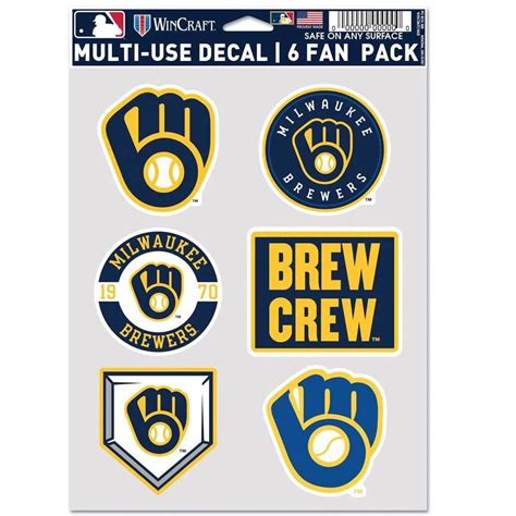 Milwaukee Brewers Multi Use Fan Decal Six Pack Set Toylandeu