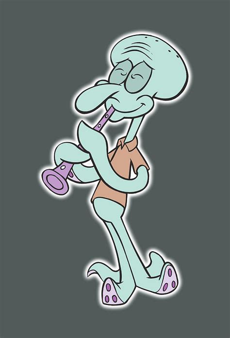 Squidward With Flute Digital Art By Danny Joe