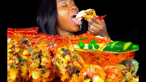 Spicy King Crab Seafood Boil Mukbang Alfredo Cheese Sauce Lobster
