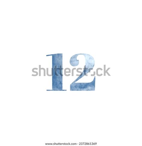 Number 12 Design With Blue Sky Texture On White Background Over 68015