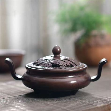 茶王商店黃銅祥雲雙耳爐 蘇工手染 銅香爐 黃銅 紫銅色 爐 香爐 盤香爐 塔香爐 線香爐 臥香爐 香篆爐 薰香爐 蝦皮購物