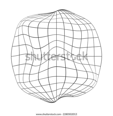 Deflated Melting Globe Icon Distorted Wireframe Stock Vector Royalty