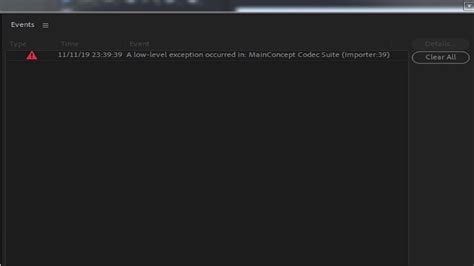 [프리미어 프로] a low level exception occurred in main concept codec suite