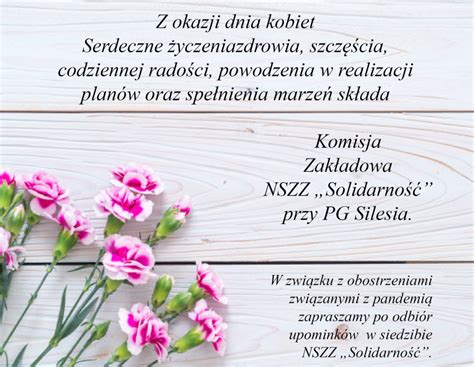 Życzenia z okazji Dnia Kobiet Solidarność PG Silesia