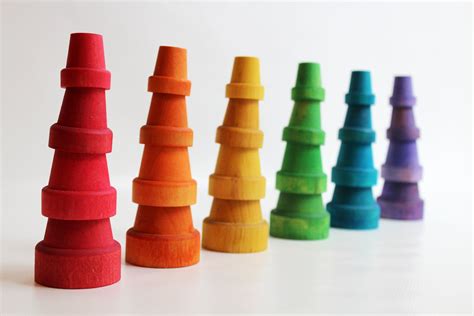 Wooden Color Sorting And Nesting Trees Toy Montessori Etsy Waldorf