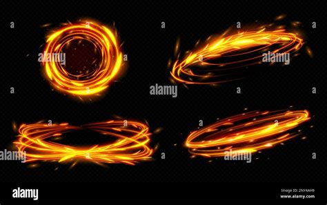 Fire Circle With Light Trail Glow Effect Isolated Magic Flare Ring
