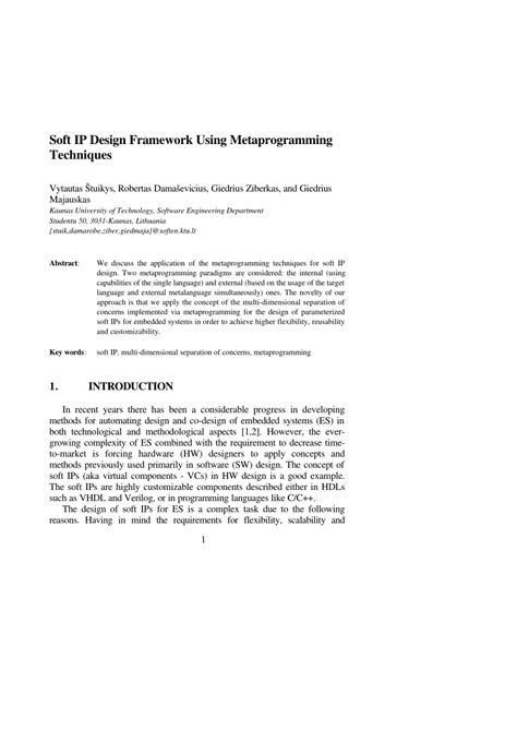 Pdf Soft Ip Design Framework Using Metaprogramming Techniques