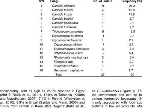 Identification Of Fungal Isolates From Milk Samples Using Api C