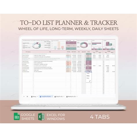 Excel To Do Planner Excel Task Tracker Daily To Do List Weekly Todo List Task Management