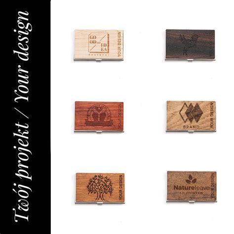 Personalized Wooden Business Card Holder Inox Your Logo Design