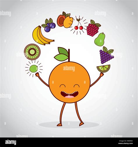 Fresh Fruit Comic Character Vector Illustration Design Stock Vector