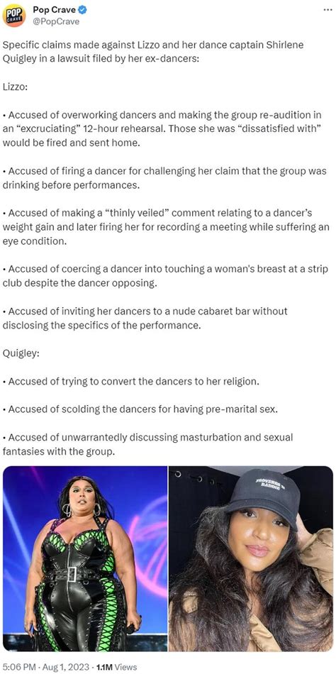 Specific Claims Made Against Lizzo And Her Dance Captain Shirlene