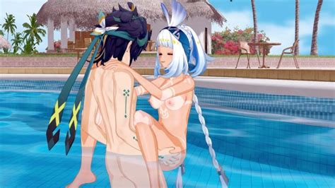 Mulani X Kinich Have Sex In The Pool Genshin Impact Hentai Animation