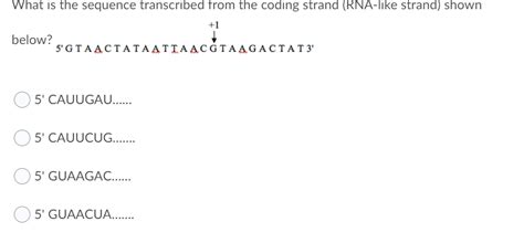 Solved What Is The Sequence Transcribed From The Coding