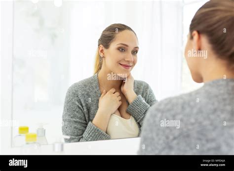Gay Positive Woman Admiring Her Reflection Stock Photo Alamy