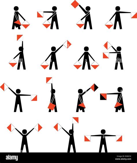 Alphabet Flag Semaphore System Vector Alphabet Icon Vector
