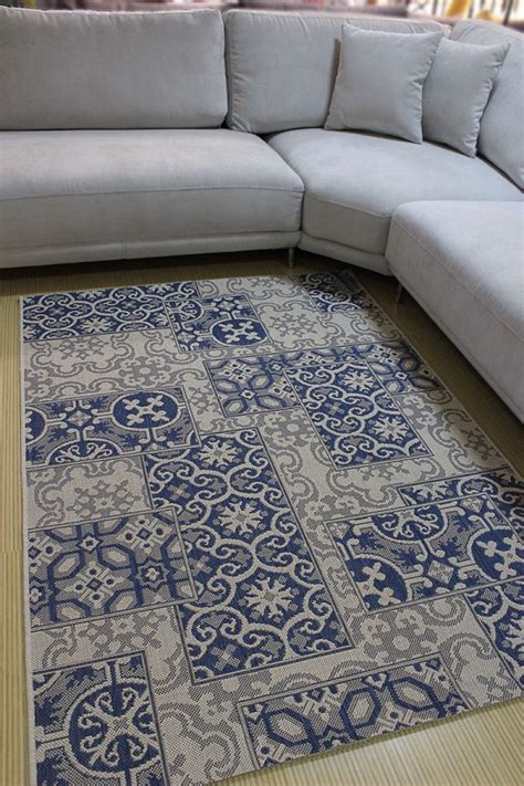 Син килим Котаж с пачуърк Килими КАМКО