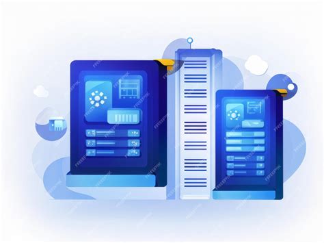 premium vector computer and server with data center data technology server storage cloud