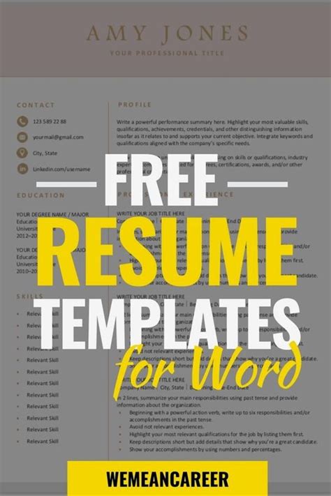 Clear Resume Template For Word Artofit