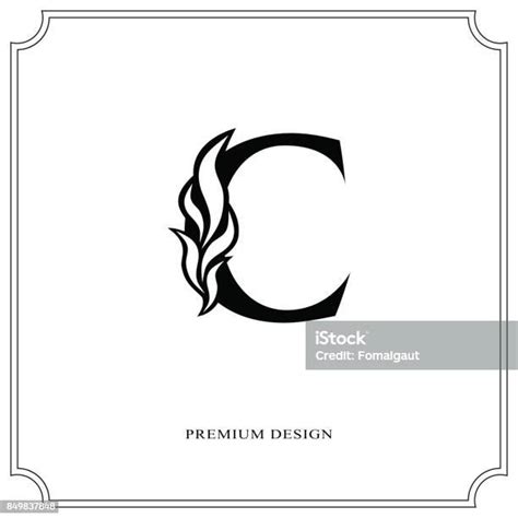 우아한 편지 C 우아한 스타일입니다 붓글씨 아름 다운 간판입니다 책 디자인 브랜드 비즈니스 카드 레스토랑 부티크 호텔 빈티지