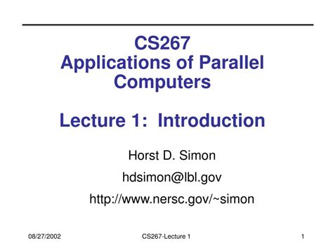 Ppt Cs Applications Of Parallel Computers Lecture Introduction