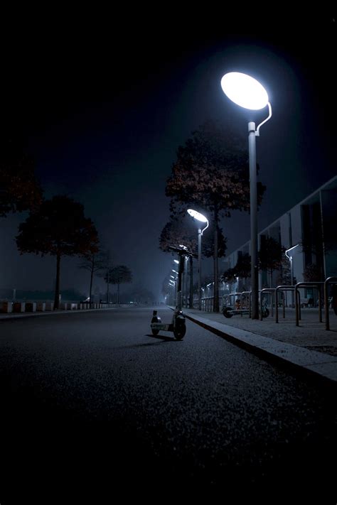 Download Nighttime Street Lights Dark Atmosphere Wallpaper
