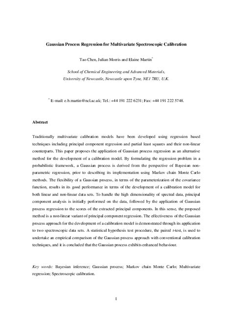 Pdf Gaussian Process Regression For Multivariate Spectroscopic