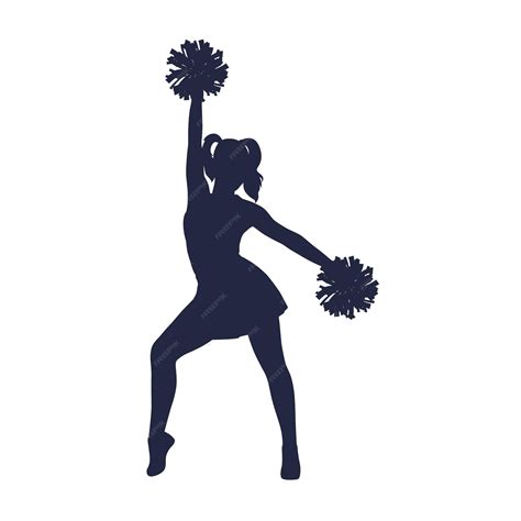 Premium Vector Young Female Cheerleader Cheerleader Silhouette In