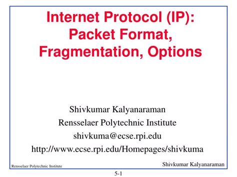 Ppt Internet Protocol Ip Packet Format Fragmentation Options