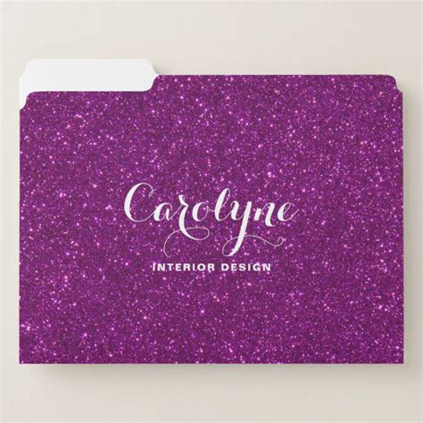 Chic Faux Purple Glitter Personalized File Folders Zazzle