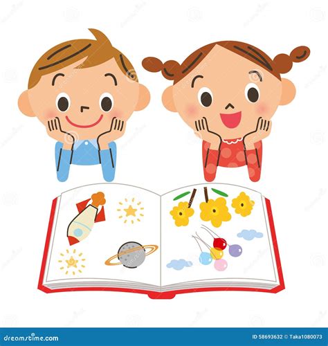 Ребенок который читает книгу Иллюстрация вектора иллюстрации