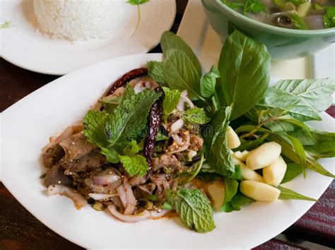 Spicy Minced Pork Salad Thai Food Asia Stock Image Image Of Leaf