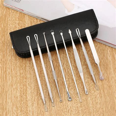 8pcs Pimple Remover Tool With Makeup Bag Blackhead Remover Tool Kit