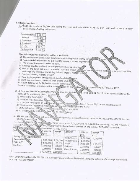 Financial Management Prelims Question Paper IV Navigator Tutorials BMS Bachelor Of