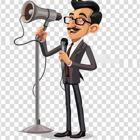 A Man In A Suit With A Microphone In His Hand And A Microphone With A