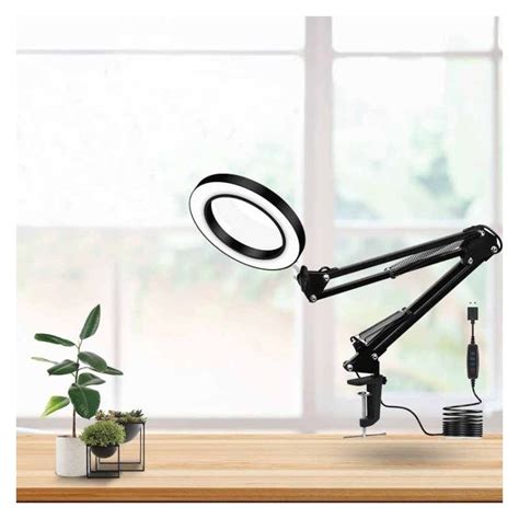 63 118 Intertek 4 Inch Led Swing Arm Table Lamp 5x Magnifier 26 Inch